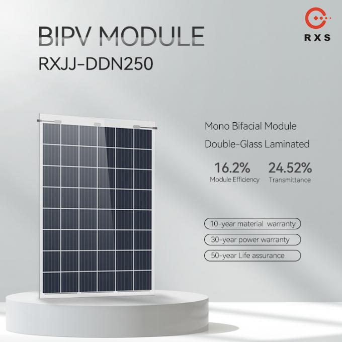 Rixin Transparent High Efficiency BIPV Solar Panels Mono 200w 250w Solar Module